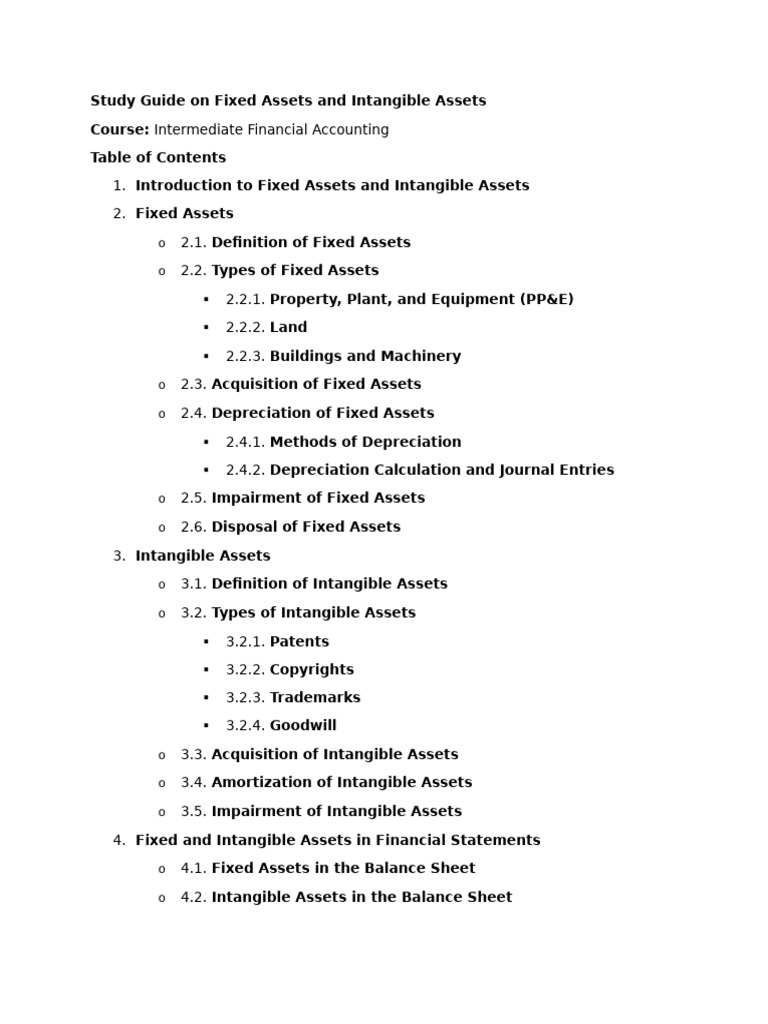 Study Guide On Fixed Assets and Intangible Assets | PDF | Depreciation ...