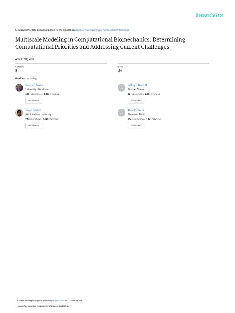 Multiscale Modeling in Computational Biomechanics | PDF | Elasticity (Physics) | Lung