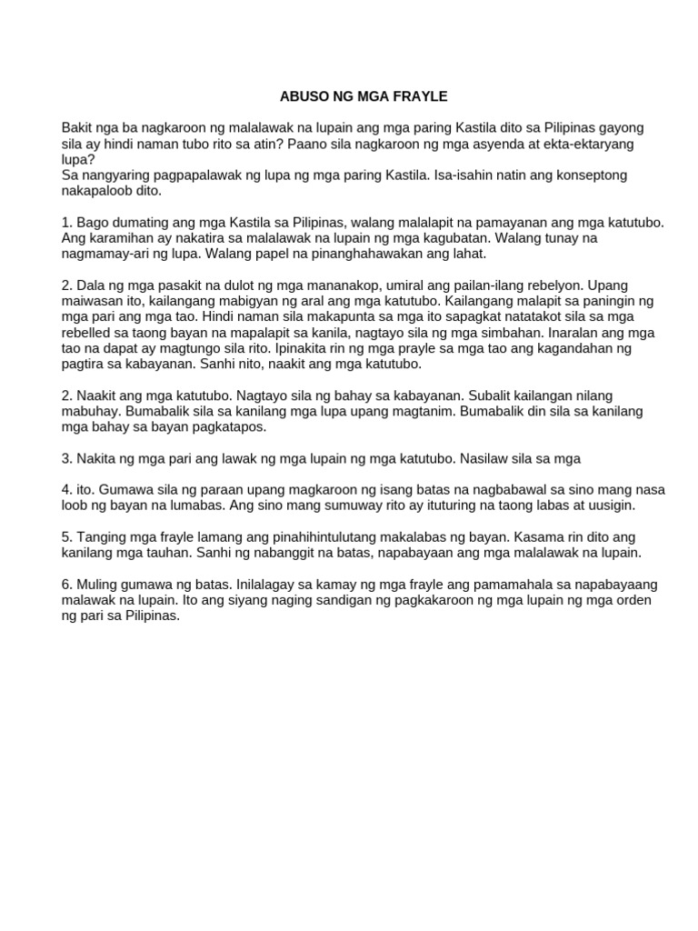 Abuso NG Mga Frayle | PDF
