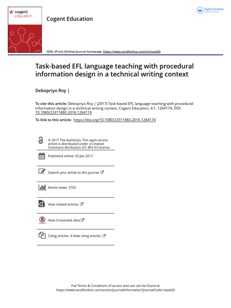 Task-Based EFL Language Teaching With Procedural Information Design in A Technical Writing ...