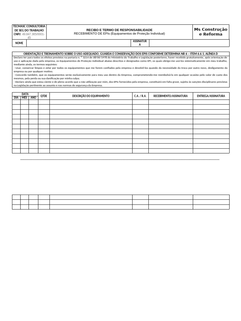 Ficha de Epis Modelo de Epi Marissol | PDF