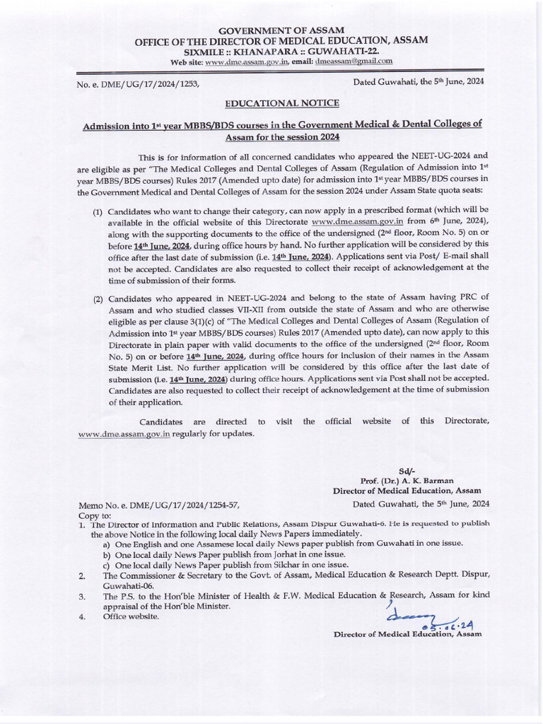 Educational Notice Category Change | PDF