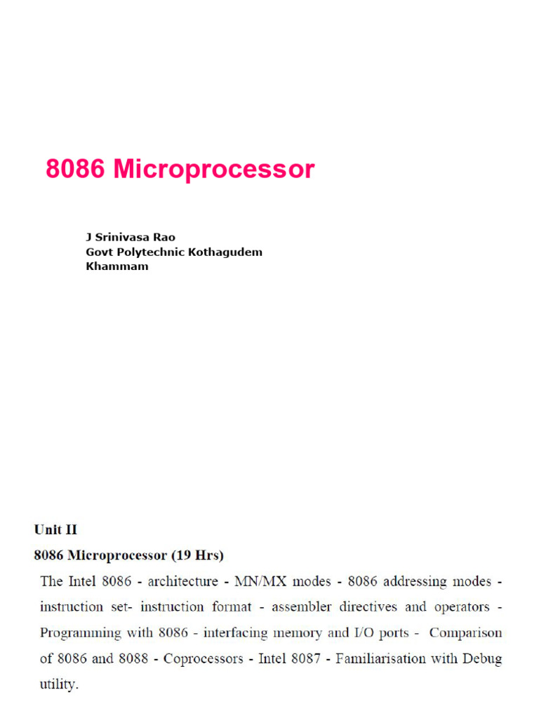 8086 Pin Archi Instr | PDF | Central Processing Unit | Assembly Language