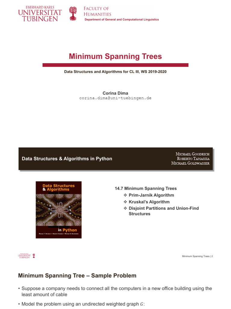 Dsa3 2019 11 Minimum Spanning Trees | PDF | Computational Complexity Theory | Computational Problems