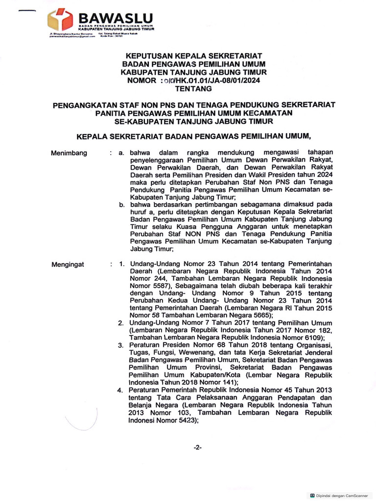 SK Staf Non PNS Kecamatan | PDF