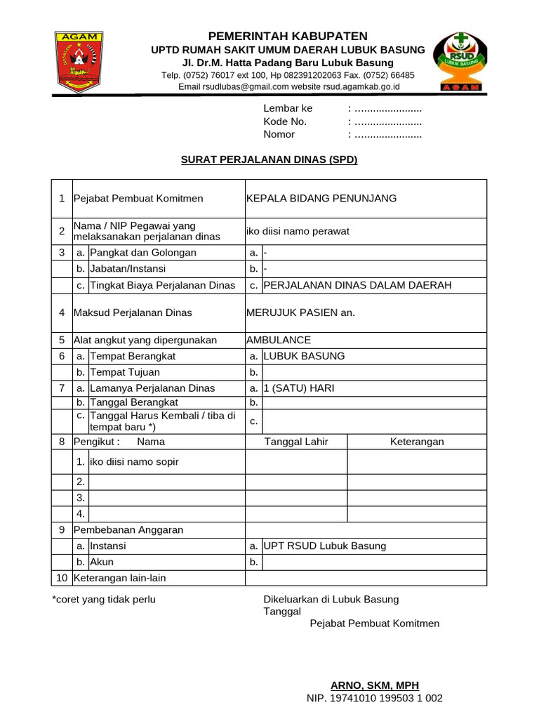 Blangko SPPD K Bukit | PDF