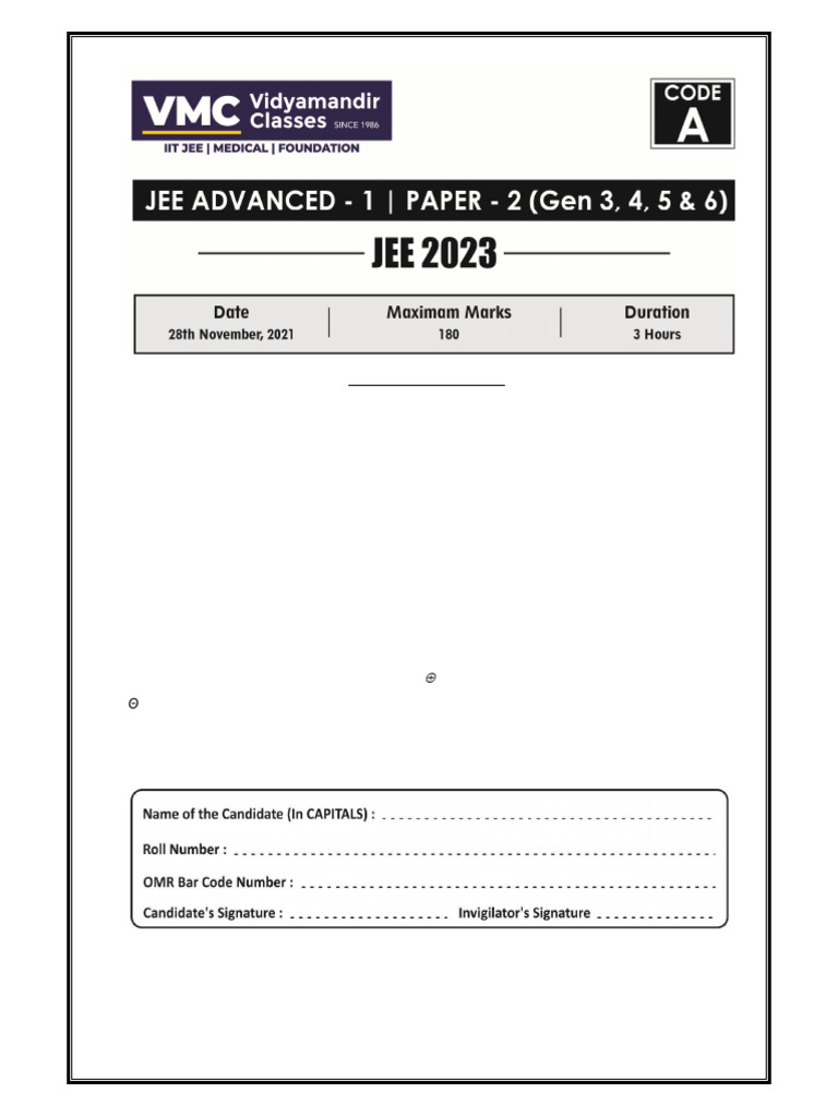 2023-JEE ADVANCED-PAPER-2 (Gen 3, 4, 5 & 6) | PDF | Intermolecular Force | Hydrogen Bond