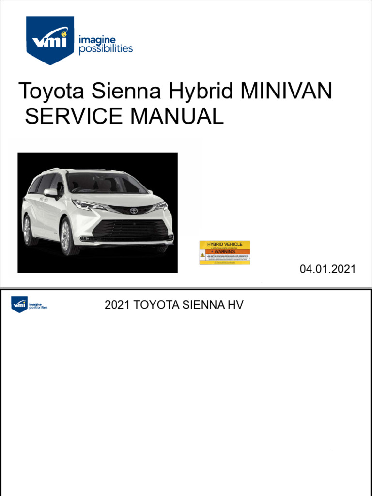2021 Toyota Sienna Hybrid Service Manual | PDF | Front Wheel Drive ...