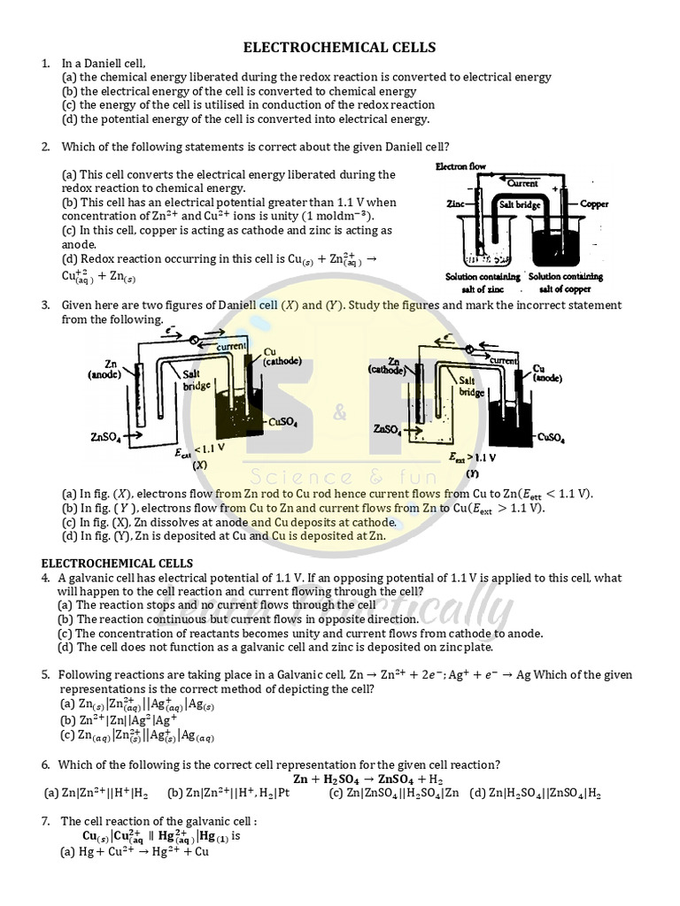 Daniell and Galvanic Cells Explained | PDF | Electrochemistry | Redox