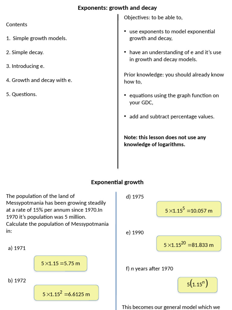 Growth and Decay Finshed | PDF | Exponential Function | Mathematics