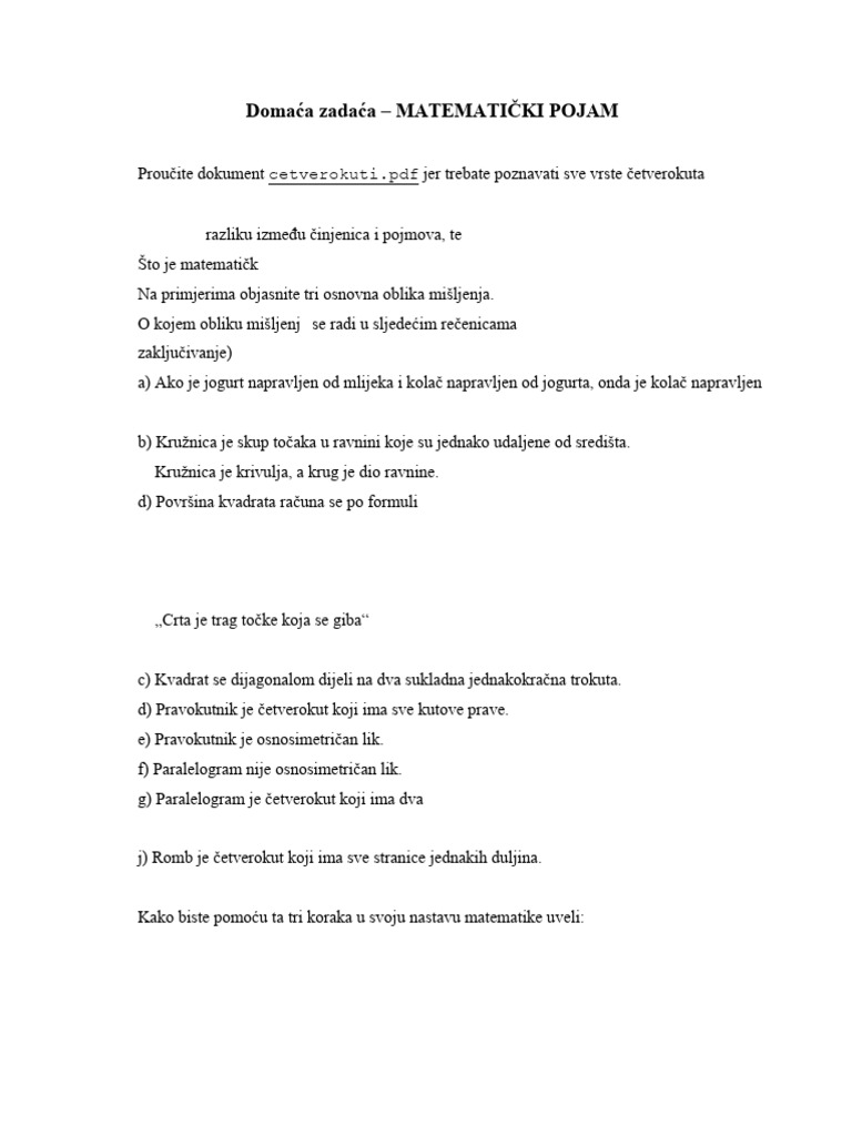 Domaca Zadaca Matematicki Pojam | PDF