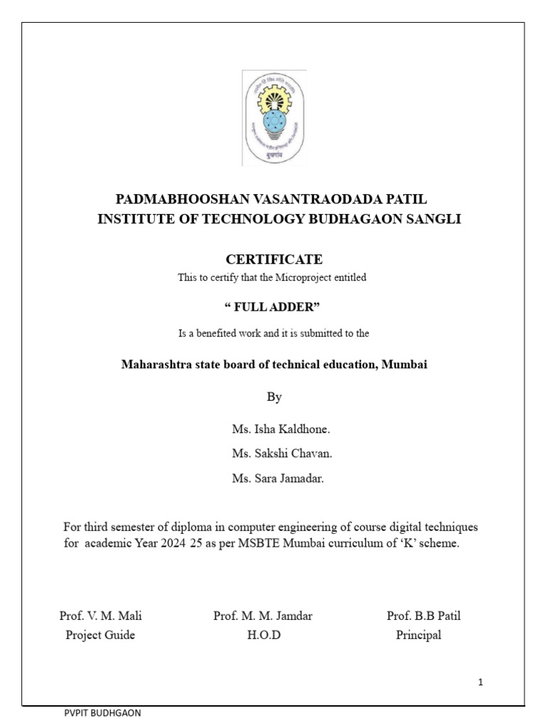 Final Microproject of Dte | PDF | Computer Engineering | Digital Electronics