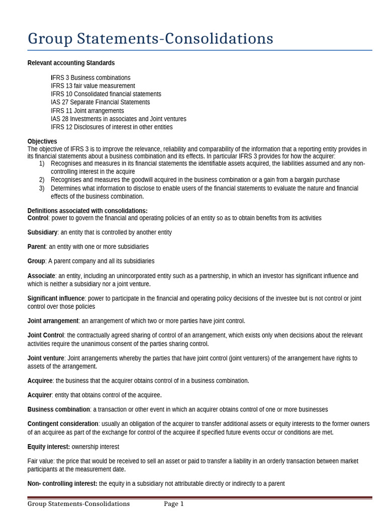 IFRS 10: Control and Consolidation Basics | PDF | Fair Value | Equity ...