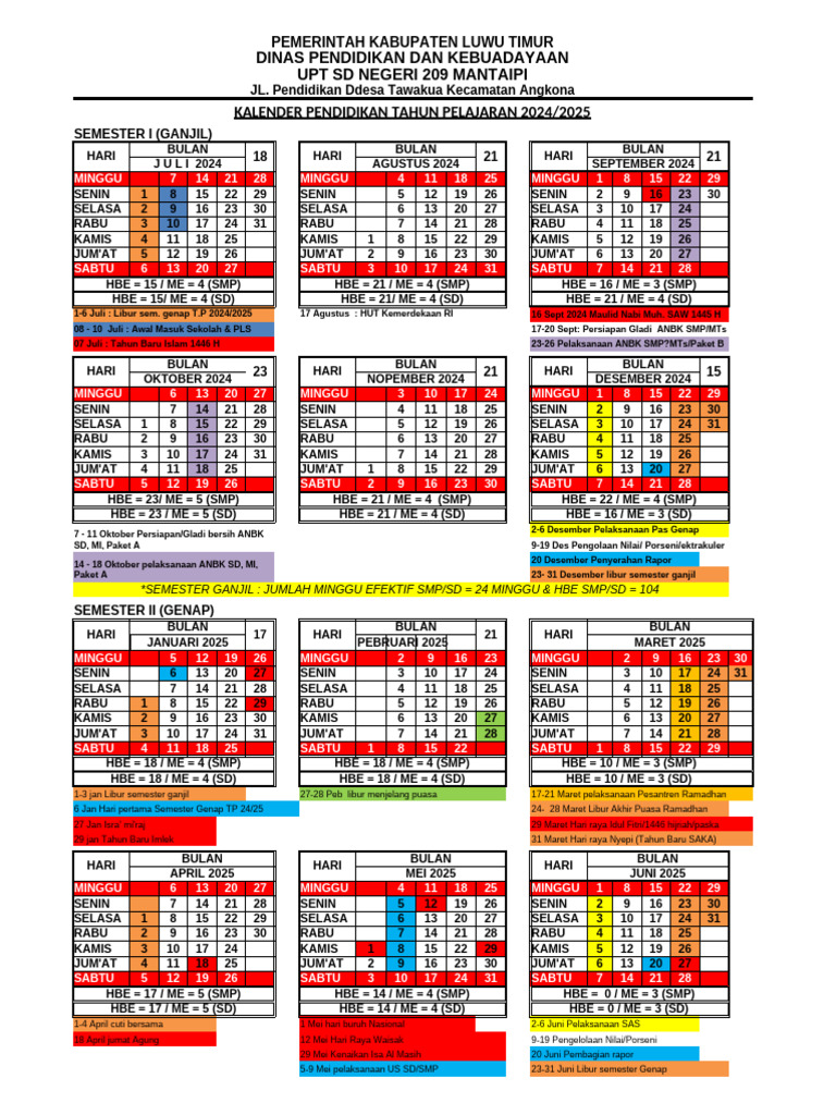 Kalender Pendidikan 2425 | PDF