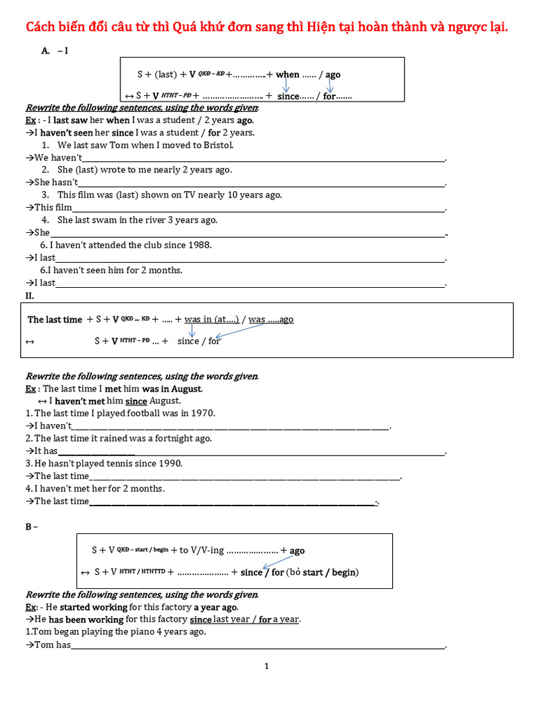 Hien Tai Hoan Thanh Chuyen Sang Qua Khu Don | PDF