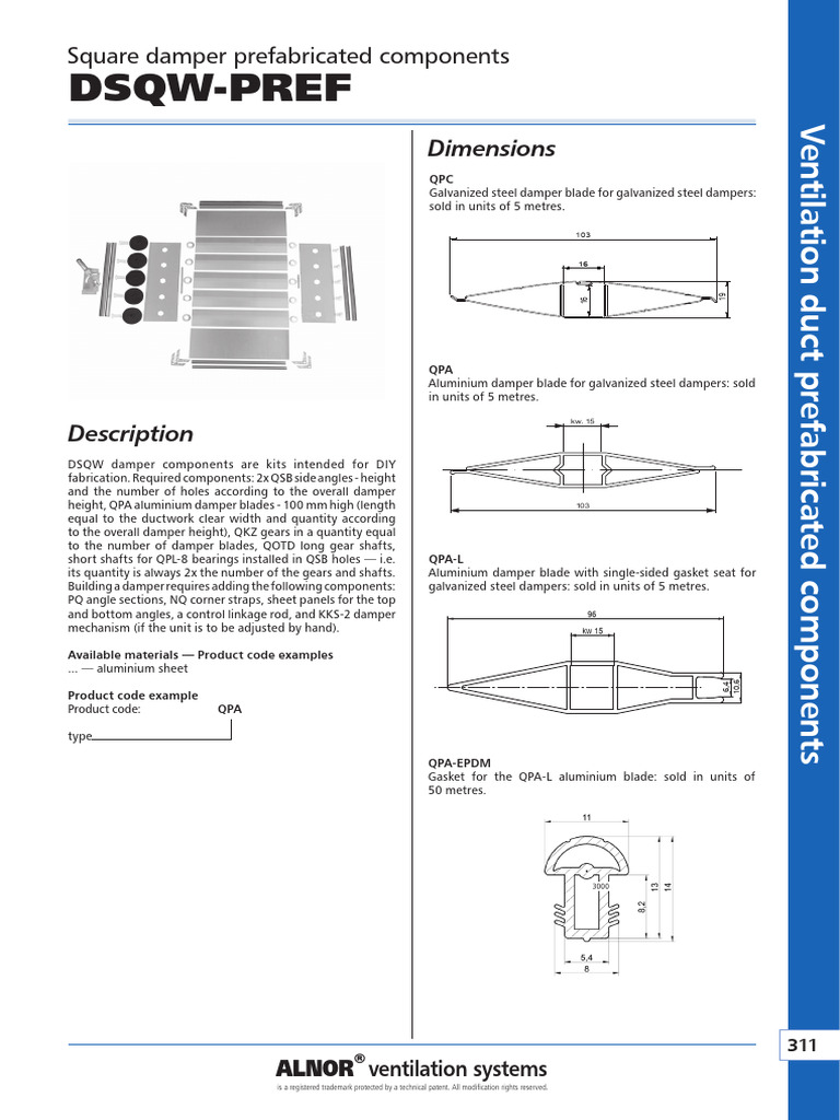 DSQW PREF EN Multi Blade Damper Accessories | PDF | Duct (Flow) | Equipment