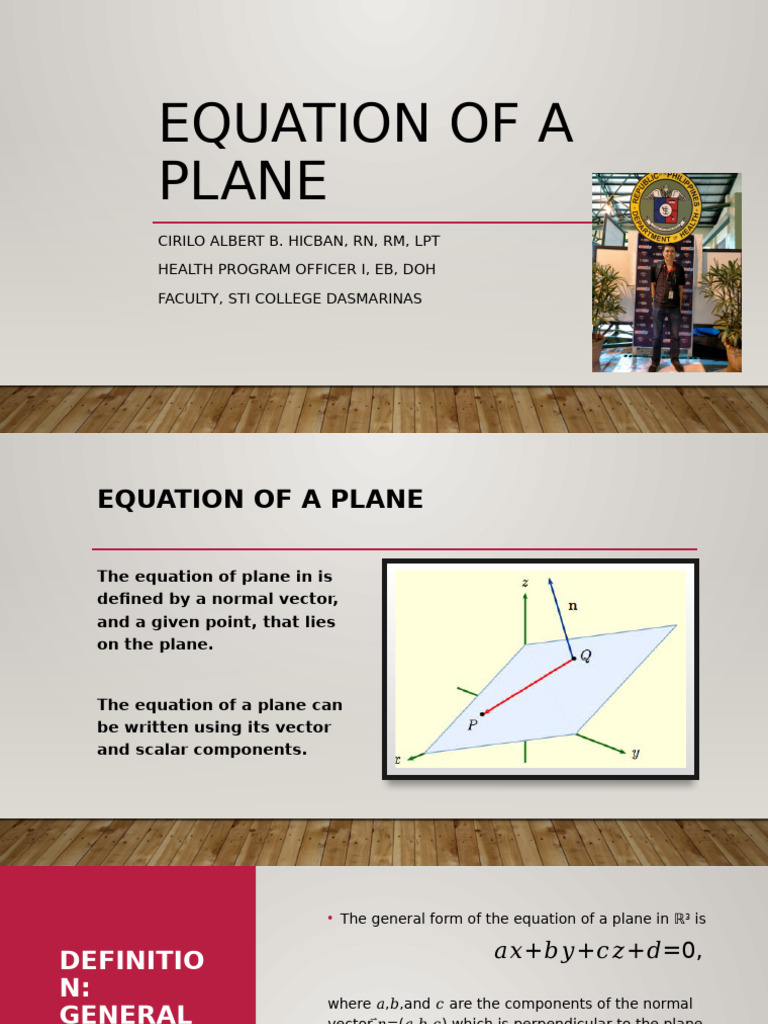 Equation of A Plane | PDF | Line (Geometry) | Euclidean Vector