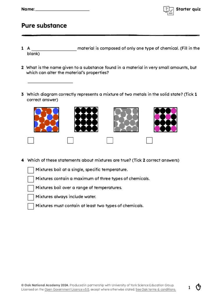 Starter Quiz Questions | PDF