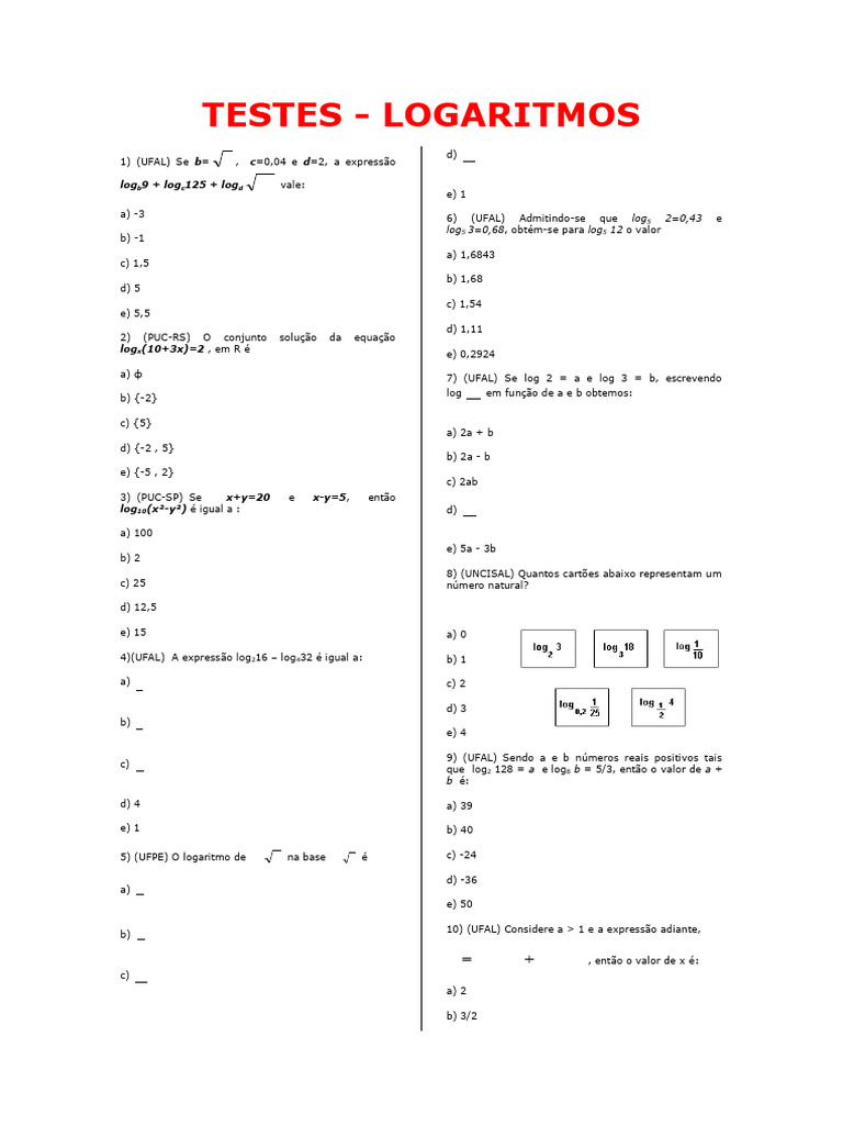 Lista de Exercícios Logaritmos | PDF | Escala de magnitude de momento | Terremotos
