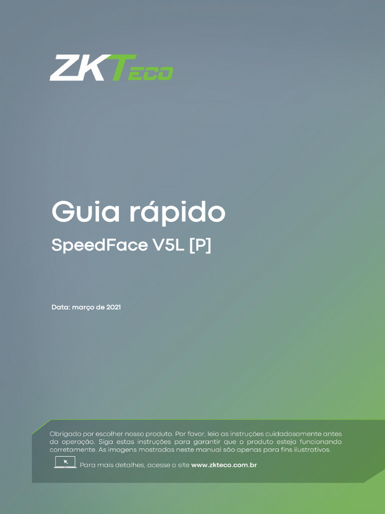 Guia Rapido SpeedFace V5L P PTBR - 3.3.2021 | PDF | Rede de computadores | Fonte de energia