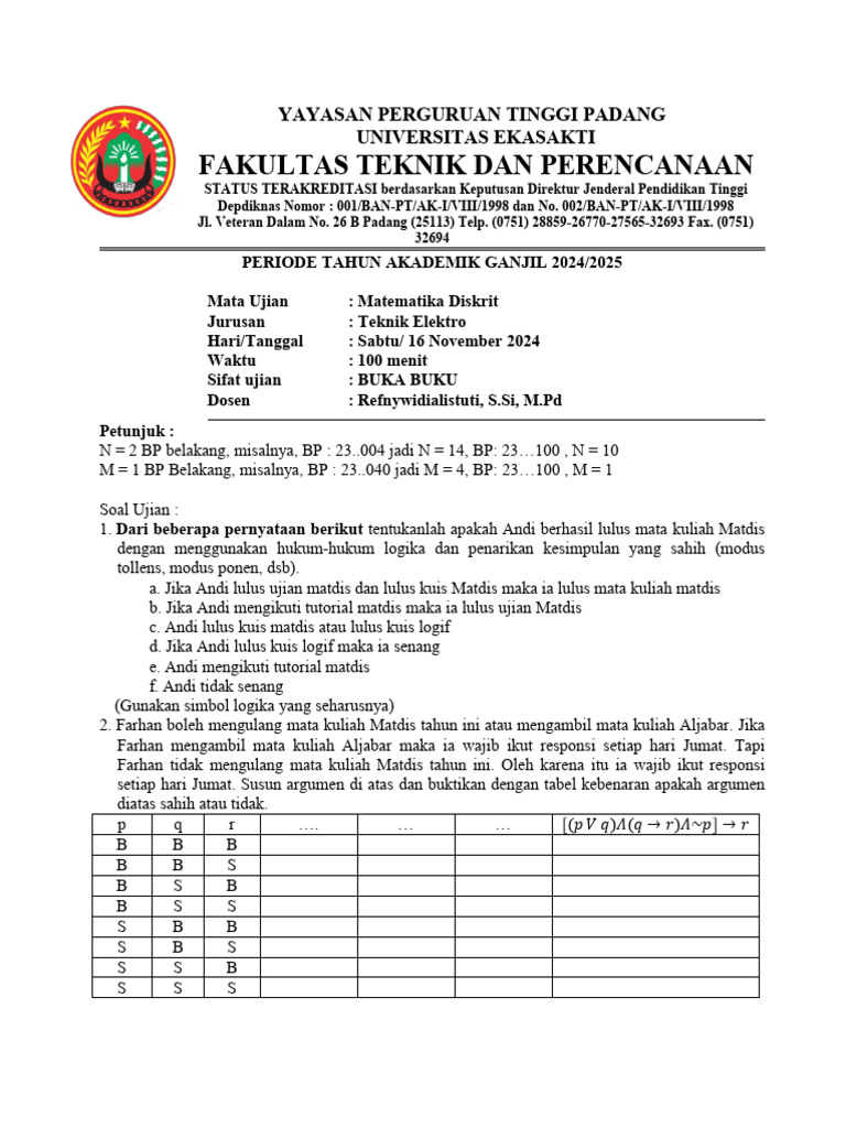 Uts Matdis Te Ganjil 24-25 | PDF