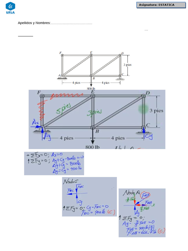 Solucionario Practica 3 Estatica 2023 Ii | PDF