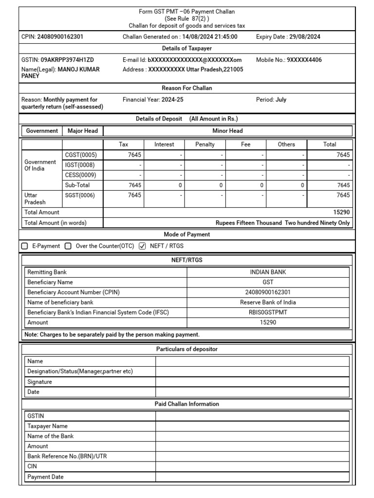 Gst Challan (4) | PDF | Government Finances | Payments