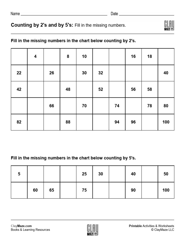 Counting Chart 2s 5s Set1 | PDF