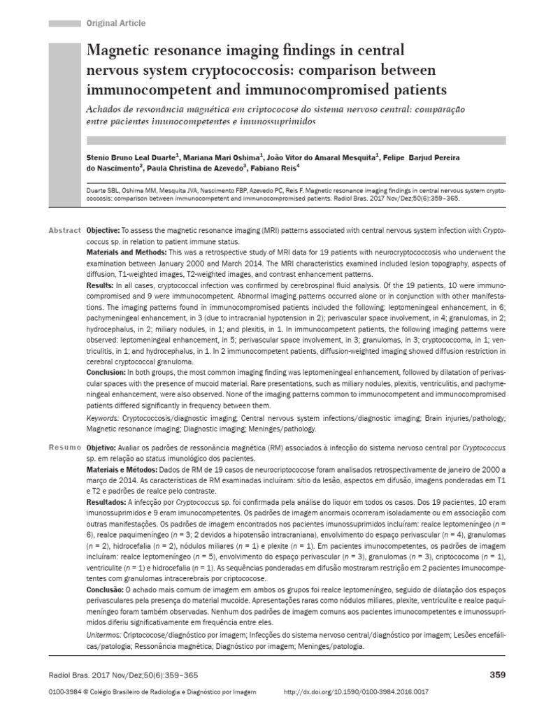 Magnetic Resonance Imaging Findings in Central Nervous System ...