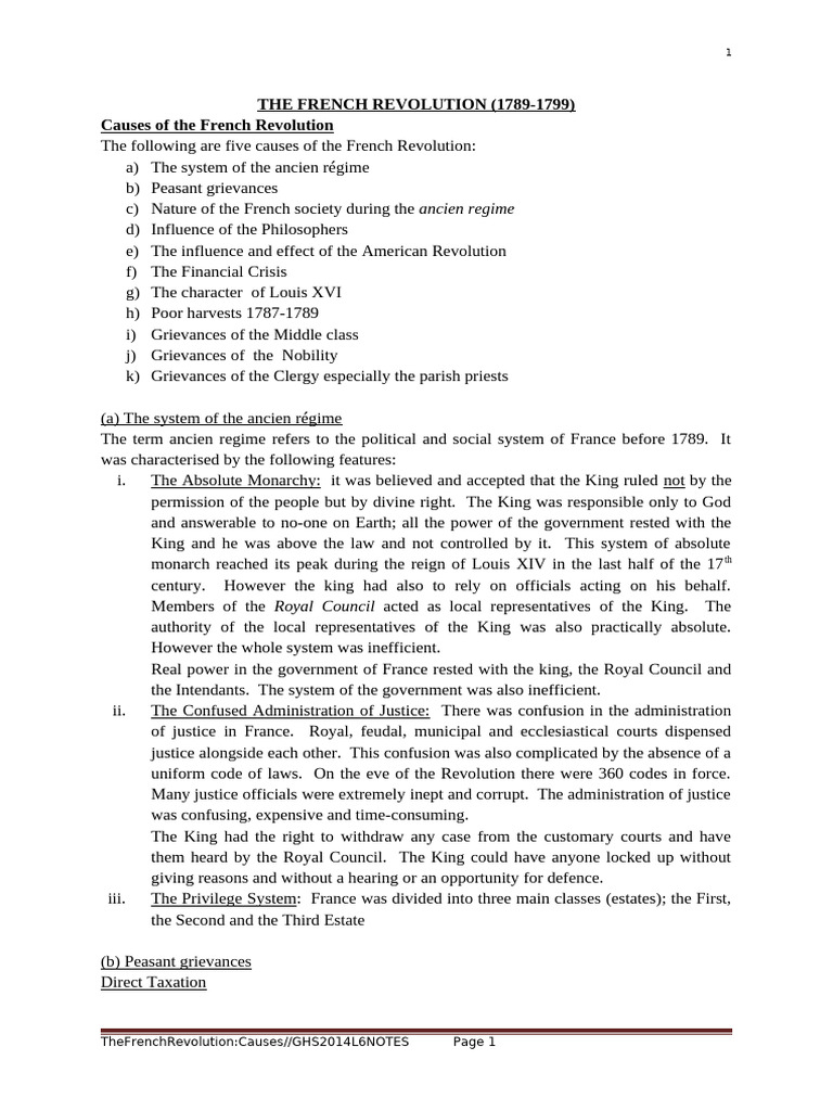 Causes of The French Revolution | PDF | Cost Of Living | Taxes
