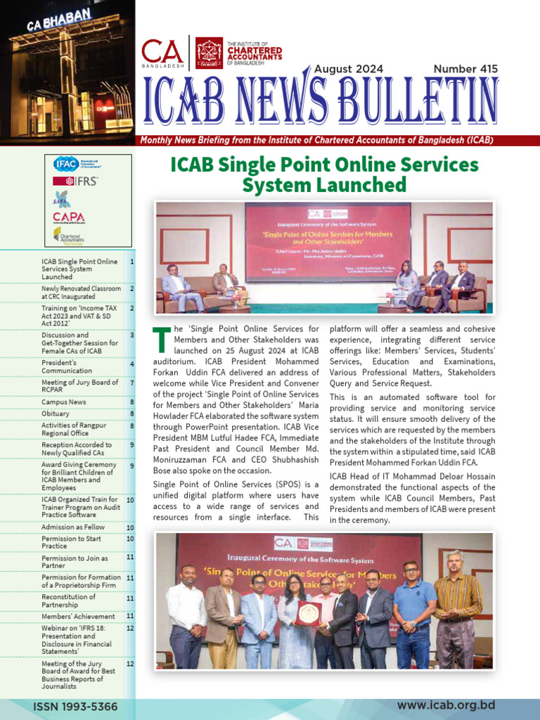 ICAB Monthly News Bulletin August 2024 | PDF | Bangladesh