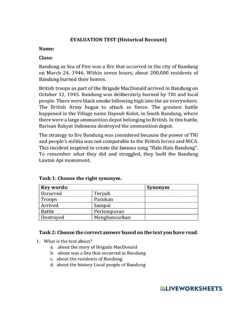 Historical Recount Exercises | PDF