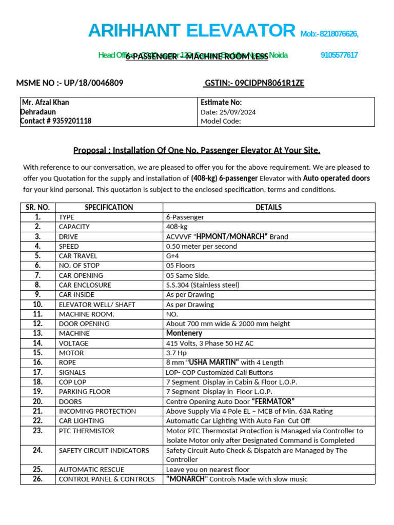 MR Afzan Khan | PDF | Elevator | Electrical Engineering
