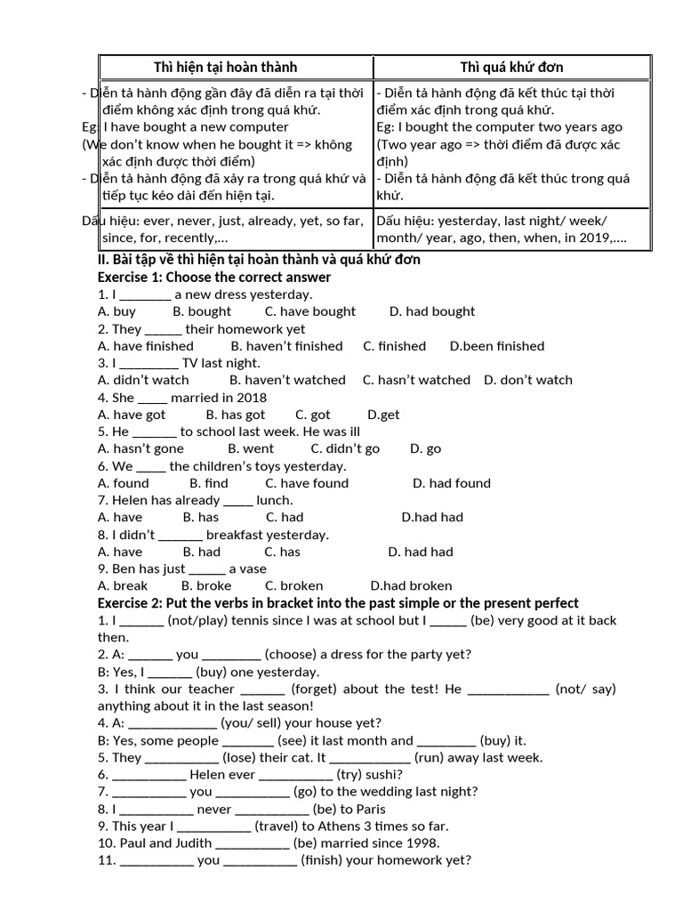 QKĐ, QKHT, ED,VING | PDF