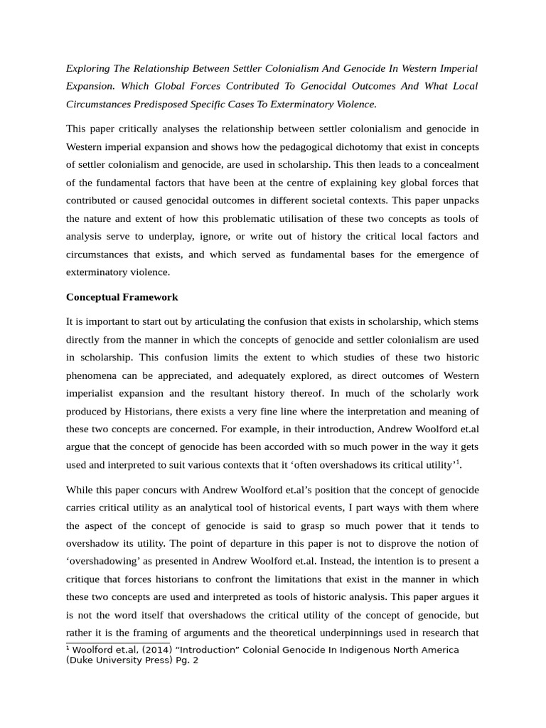 The Relationship Between Settler Colonialism and Genocide in Western ...