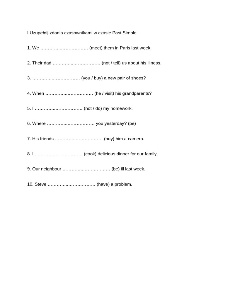 Past Simple Exercise | PDF