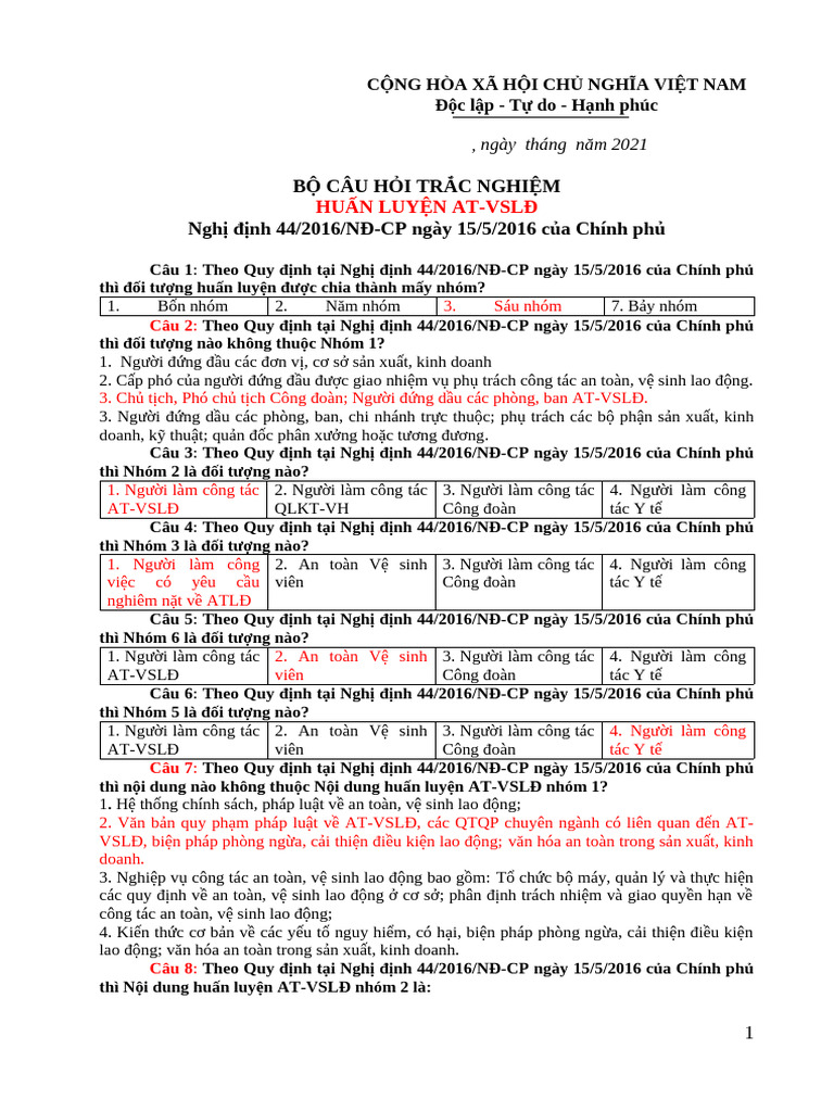 Nđ44-Ve Kiem Dinh - Huan Luyen Atvslđ - Quan Trac MT | PDF