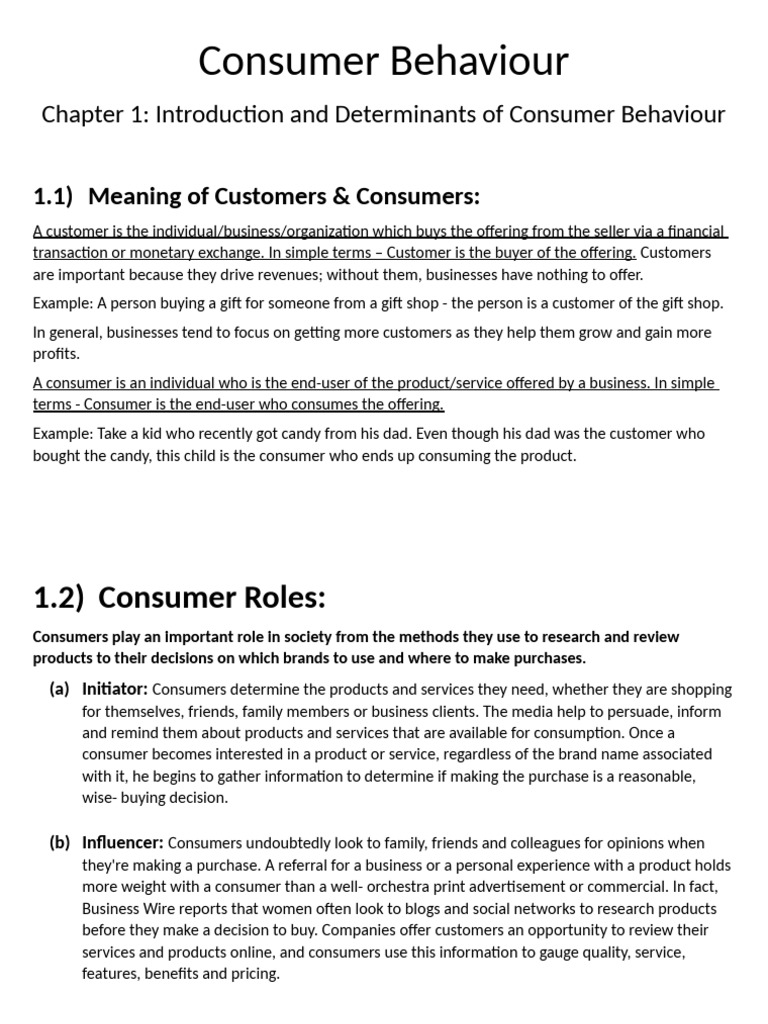 Consumer Behaviour Chapter 1 | PDF | Customer | Consumer Behaviour