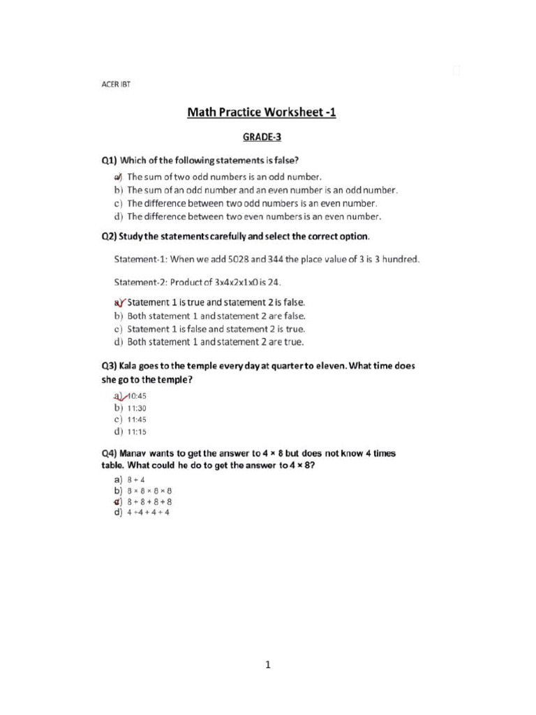 IBT Maths Grade 3 | PDF