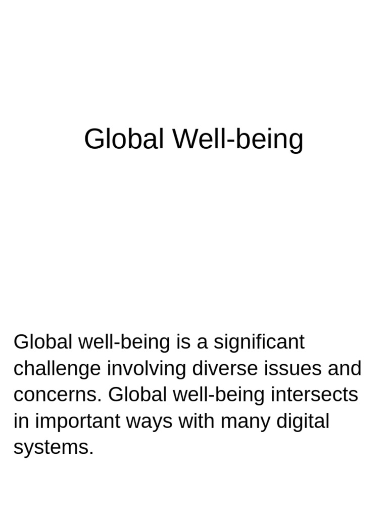 Global Well-being | PDF | Agriculture | Internet Of Things