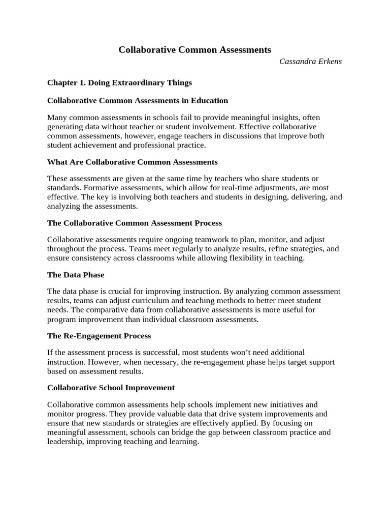 Collaborative Common Assessments | PDF | Educational Assessment | Teachers