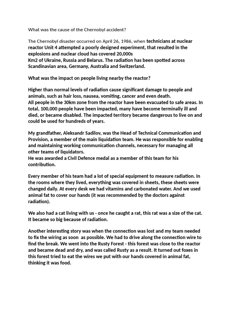 What Was The Cause of The Chernobyl Accident? The Chernobyl Disaster ...