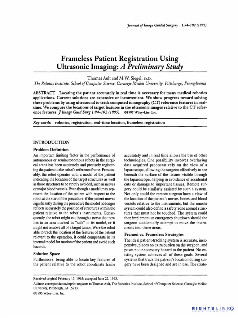 Frameless Patient Registration Using Ultrasonic Imaging - I - A ...
