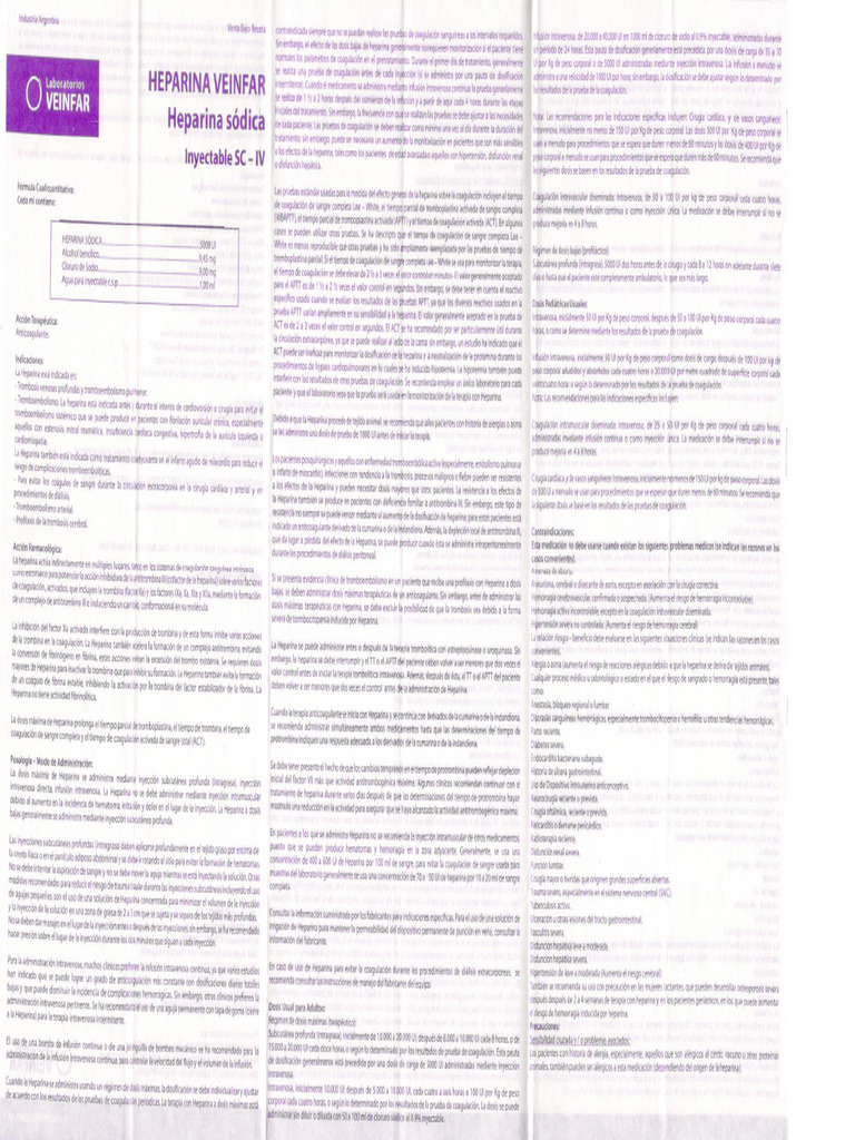 Prospecto en Curso Heparina | PDF