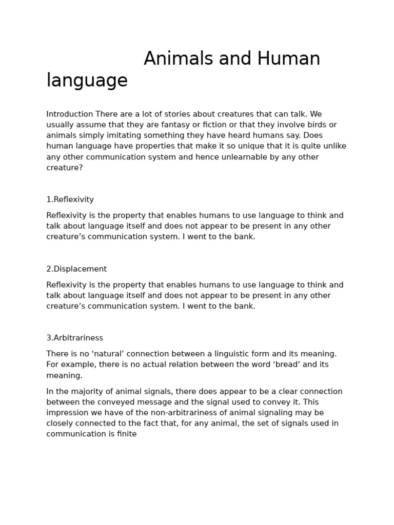 Unique Properties of Human Language | PDF