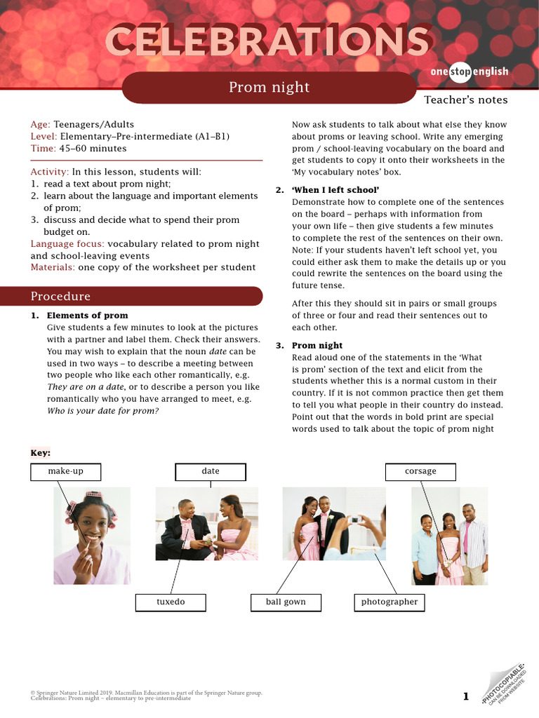 Prom Night Lesson Plan for Teens | PDF | Prom
