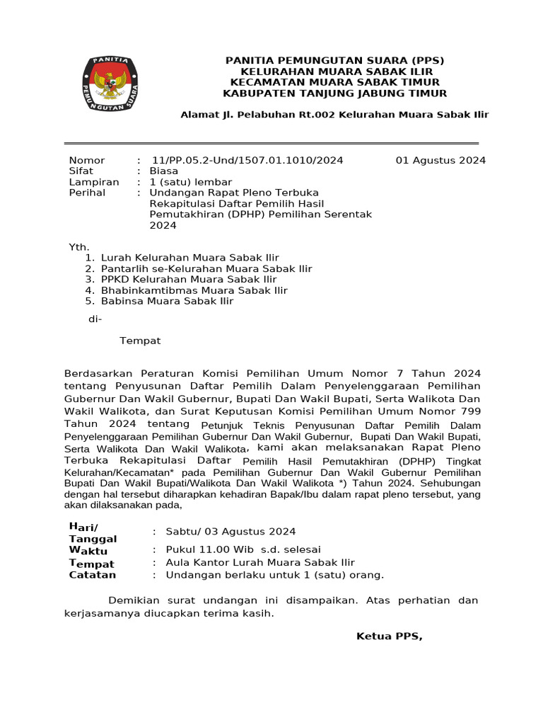 Undangan Pleno DPHP | PDF