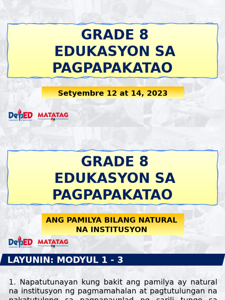 ESP8 Ang Pamilya Bilang Institusyon | PDF