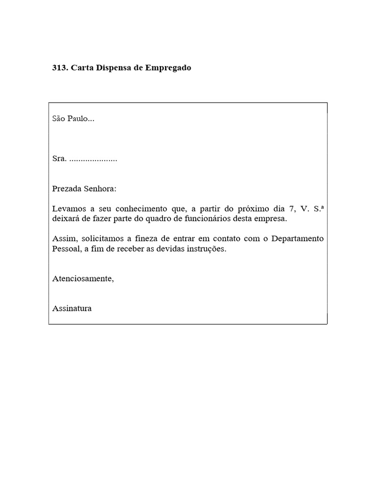 Modelo Carta de Dispensa | PDF