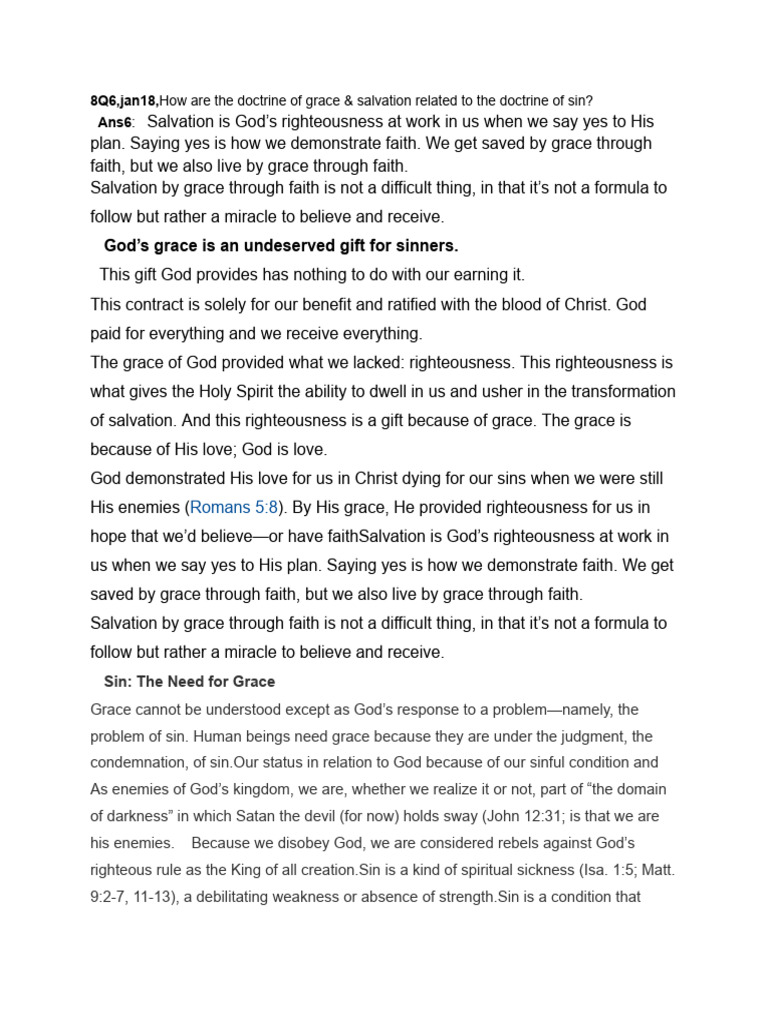 Outline of Theology | PDF | Grace In Christianity | Salvation